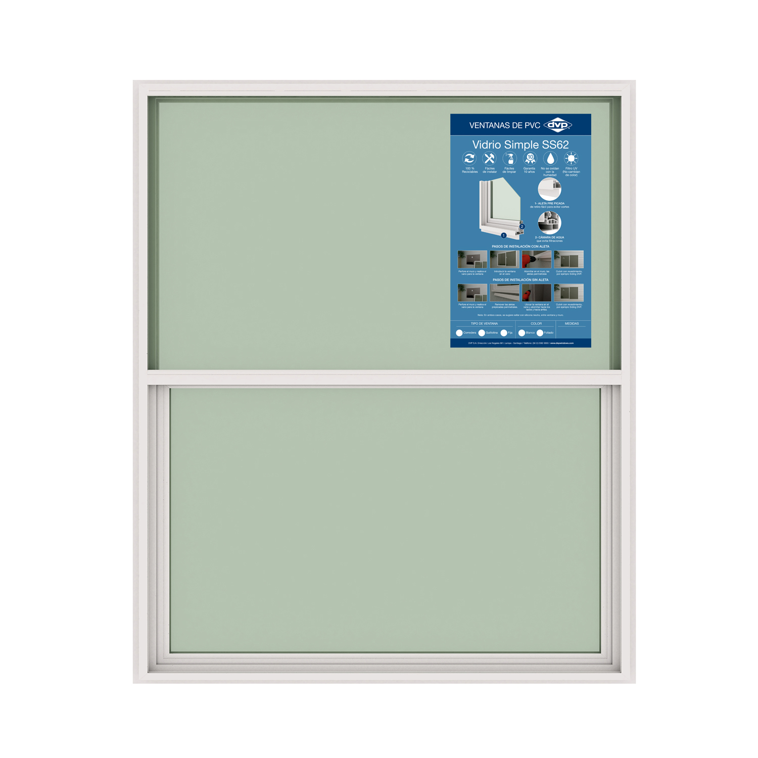 Comprar Ventana PVC Vidrio Simple Guillotina Advance 50x60cm Blanco ...